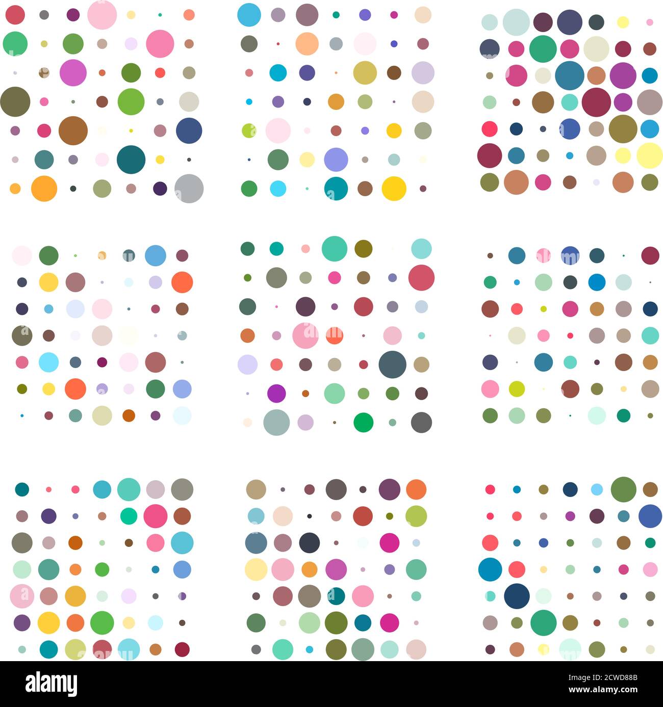 7x7 circles dots variation design. Dotted speckles, freckles. Circles ...