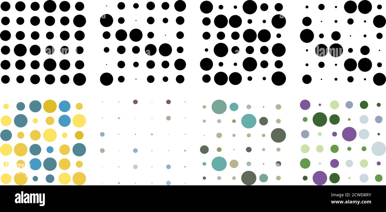 6x6 circles dots variation design. Dotted speckles, freckles. Circles ...