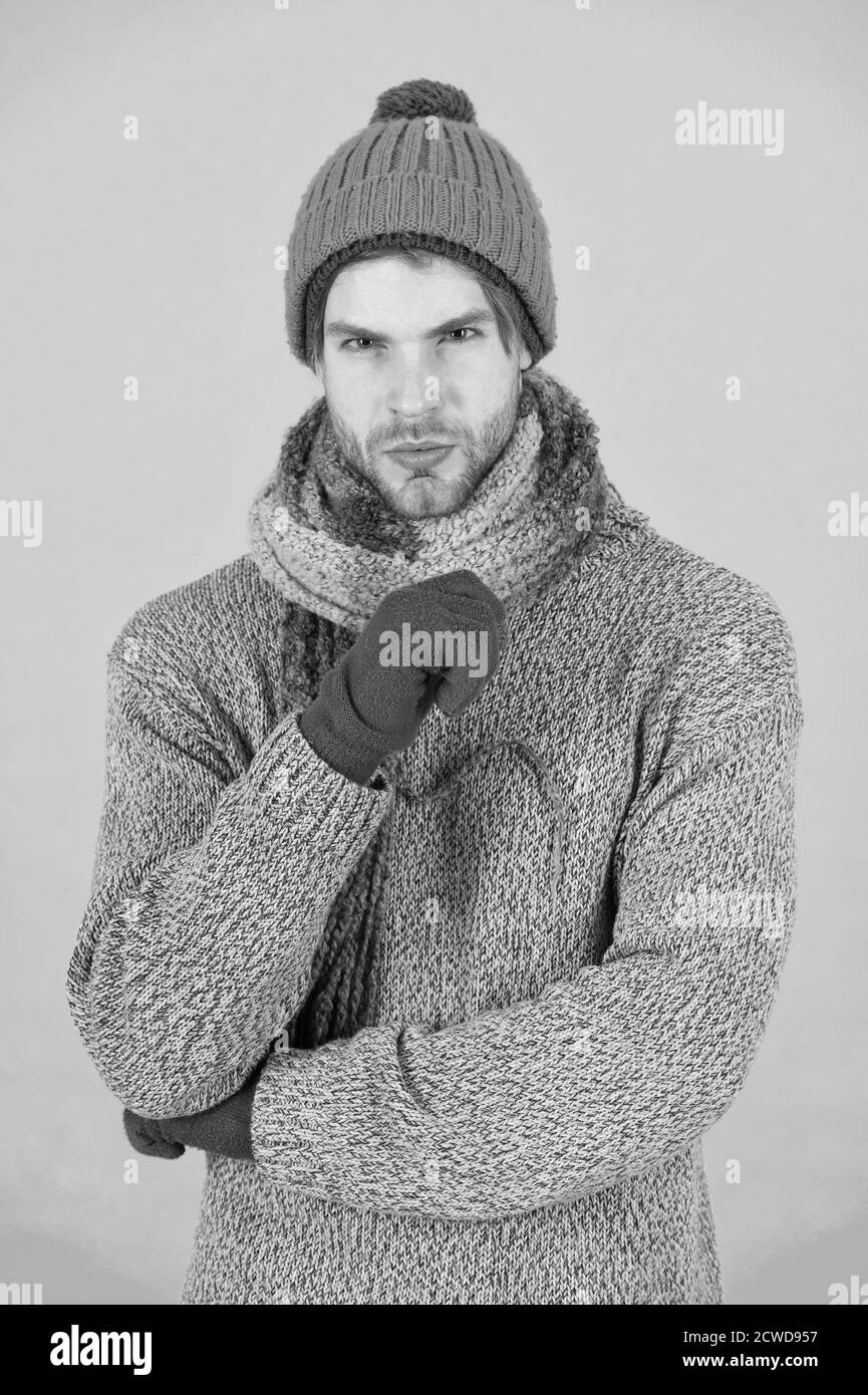 Stylish winter clothes blue Black and White Stock Photos & Images - Alamy