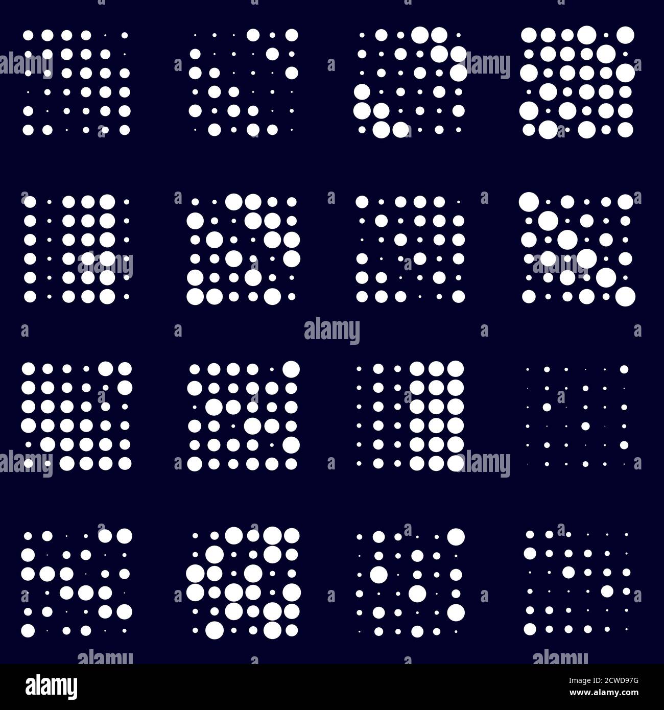 6x6 circles dots variation design. Dotted speckles, freckles. Circles ...