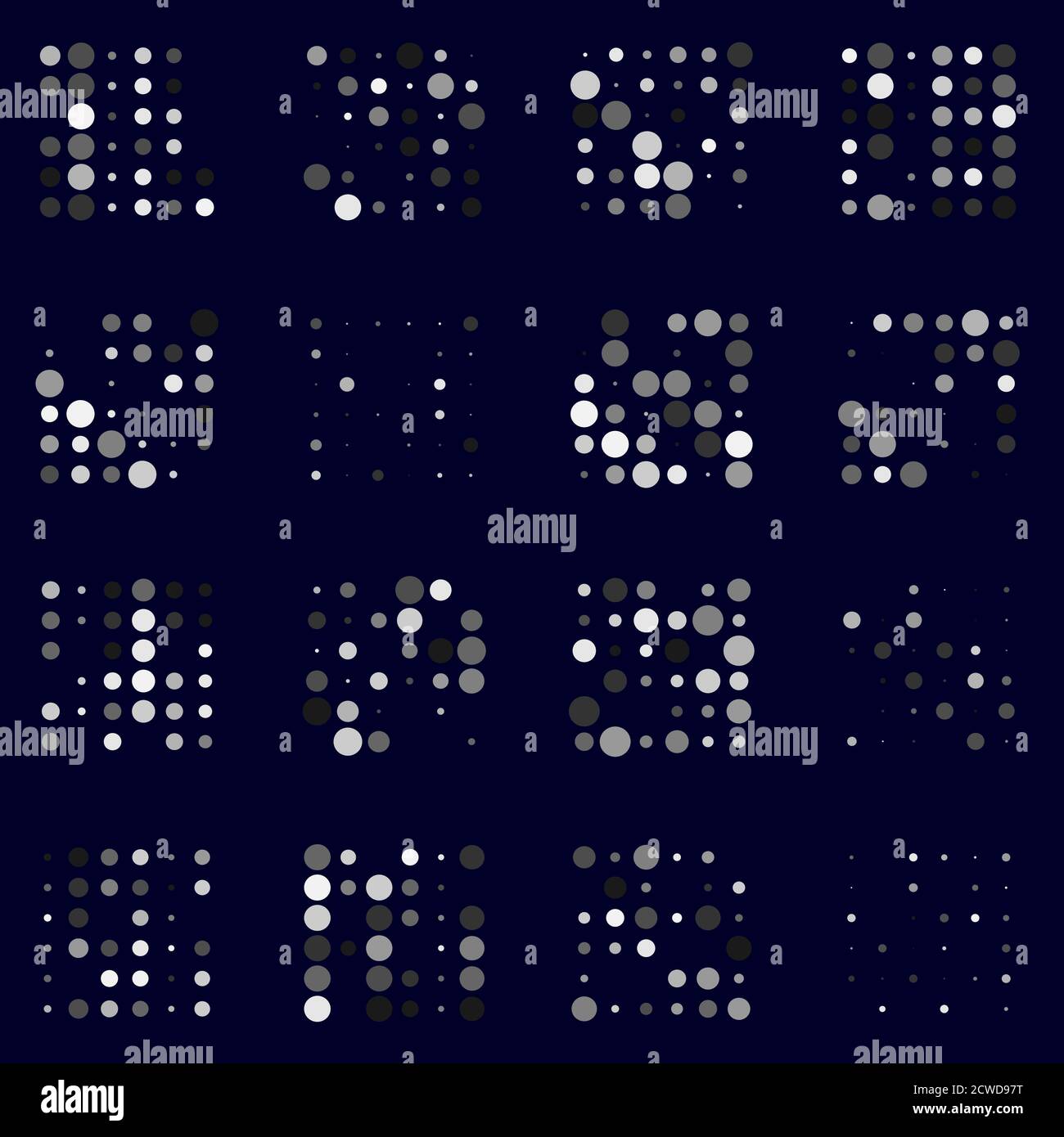 6x6 circles dots variation design. Dotted speckles, freckles. Circles ...