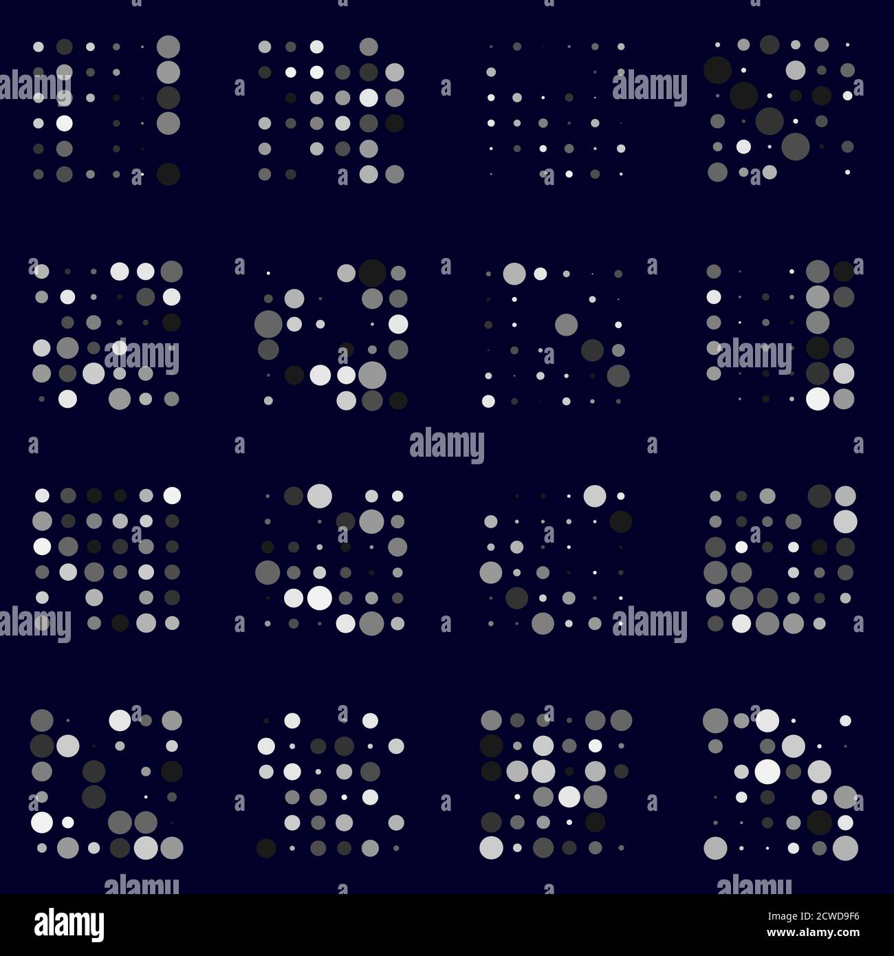 6x6 circles dots variation design. Dotted speckles, freckles. Circles ...