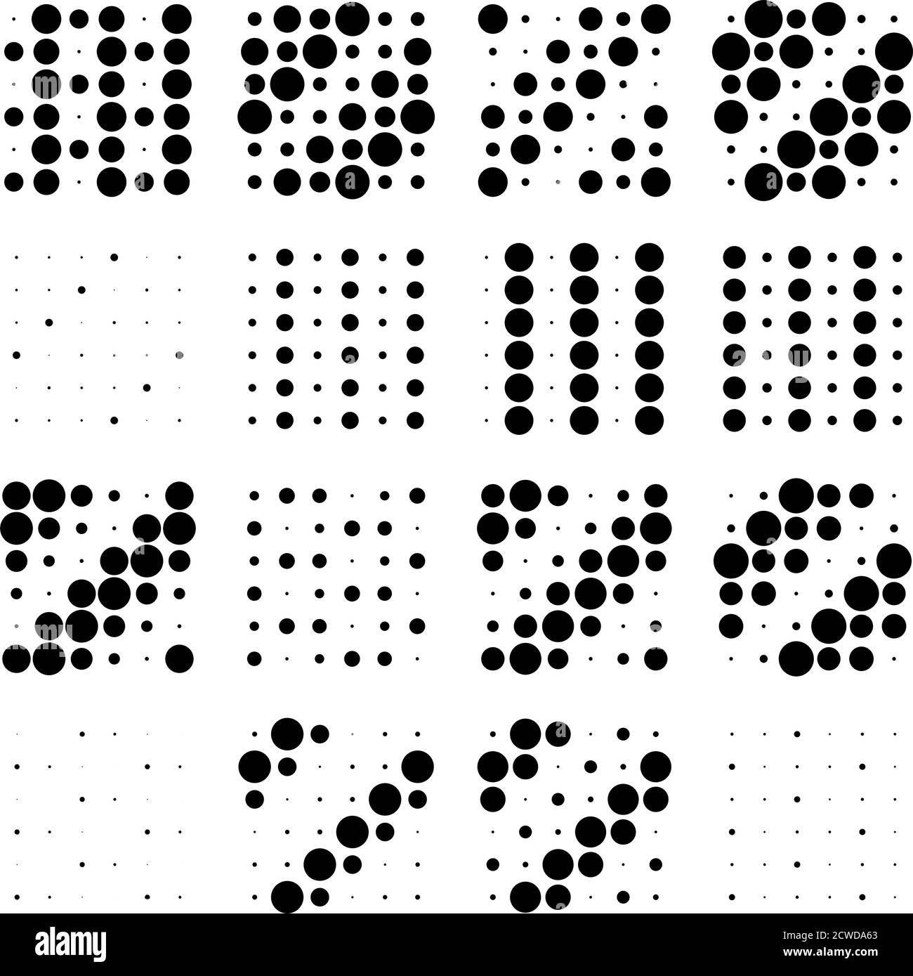 6x6 circles dots variation design. Dotted speckles, freckles. Circles ...