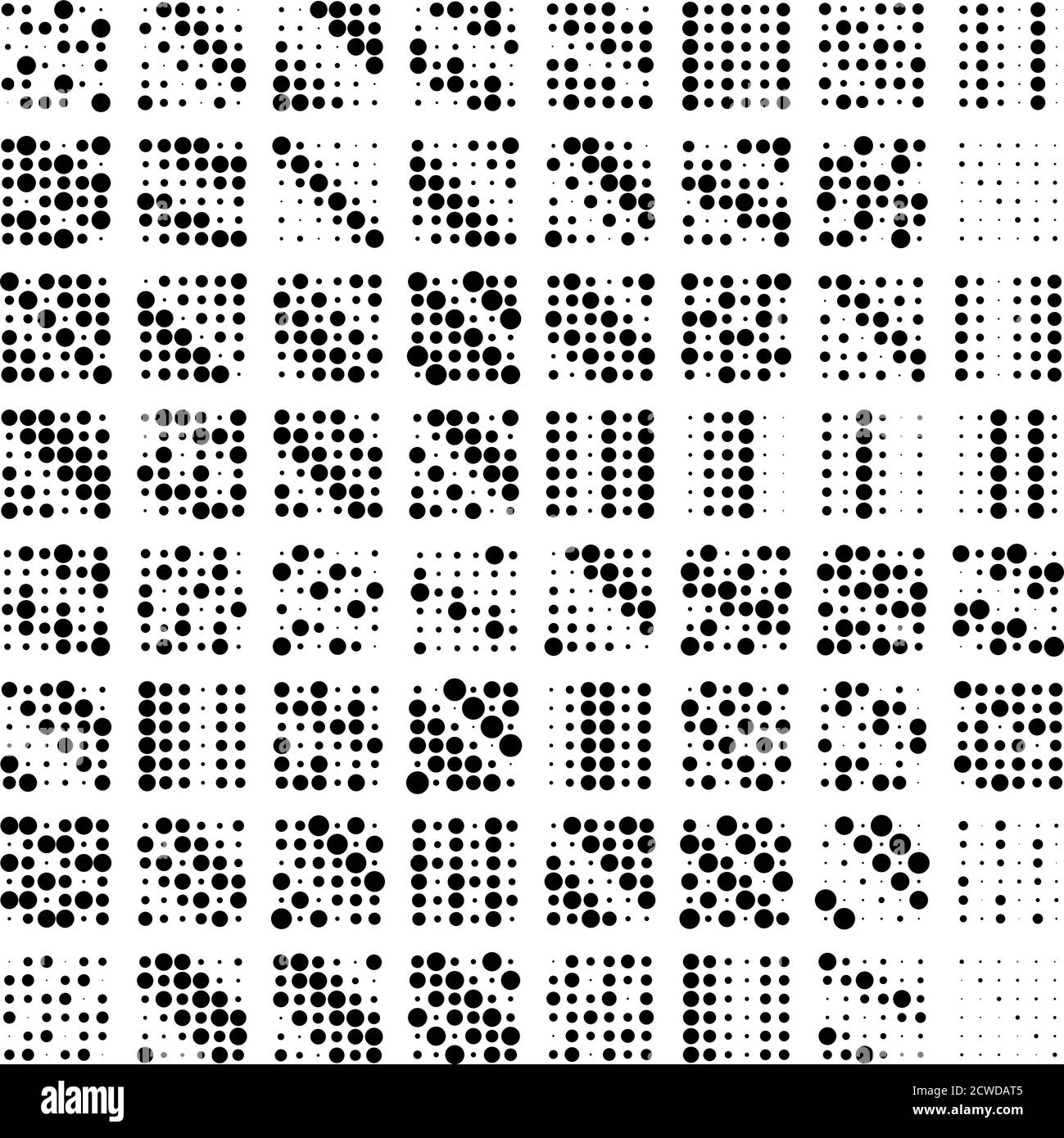 6x6 circles dots variation design. Dotted speckles, freckles. Circles ...