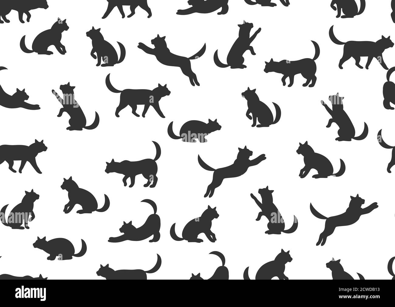 Seamless pattern with stylized cats in various poses Stock Vector Image ...