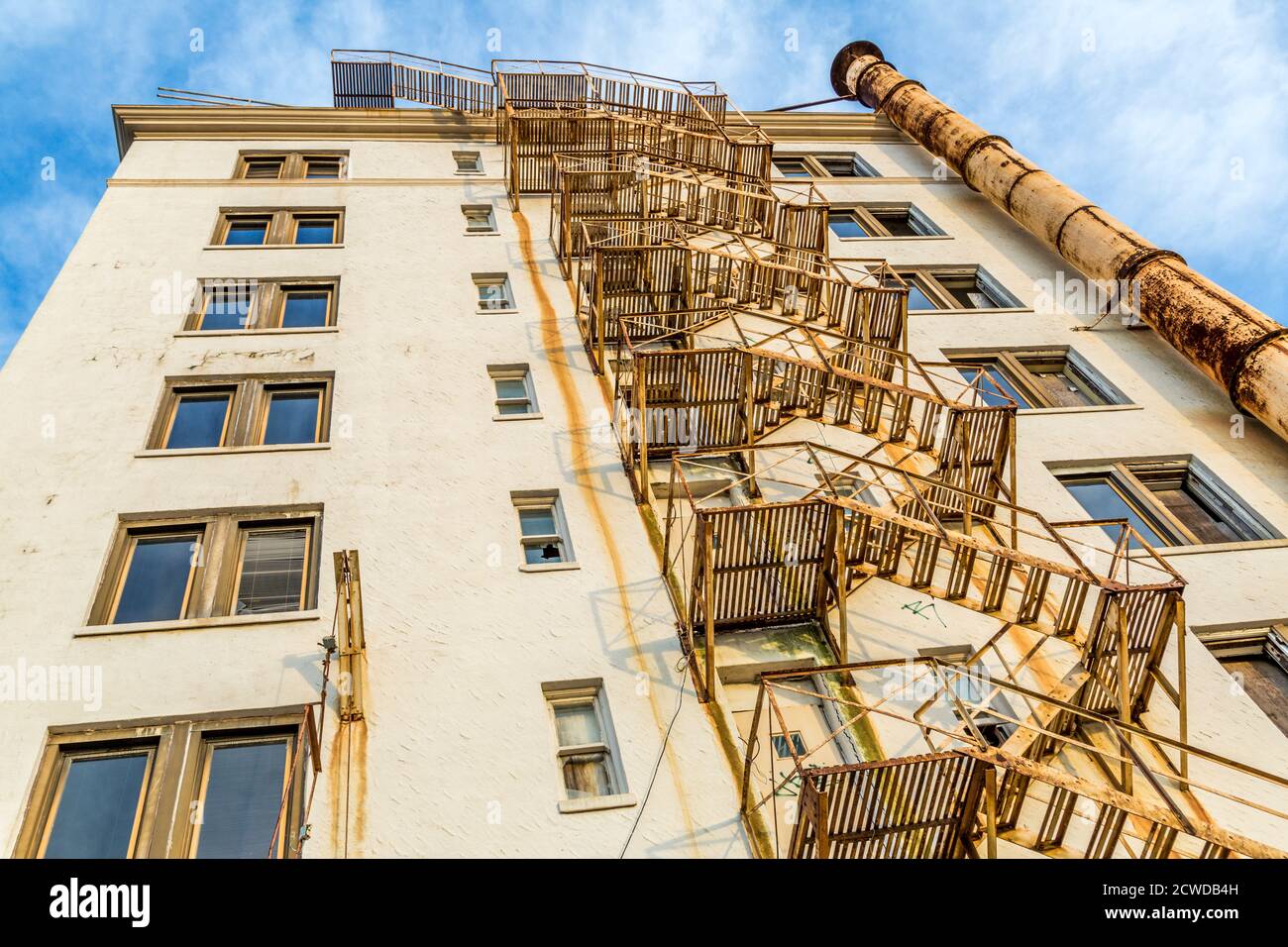 Rusted steel fire escape of the Markham Hotel just prior to major ...