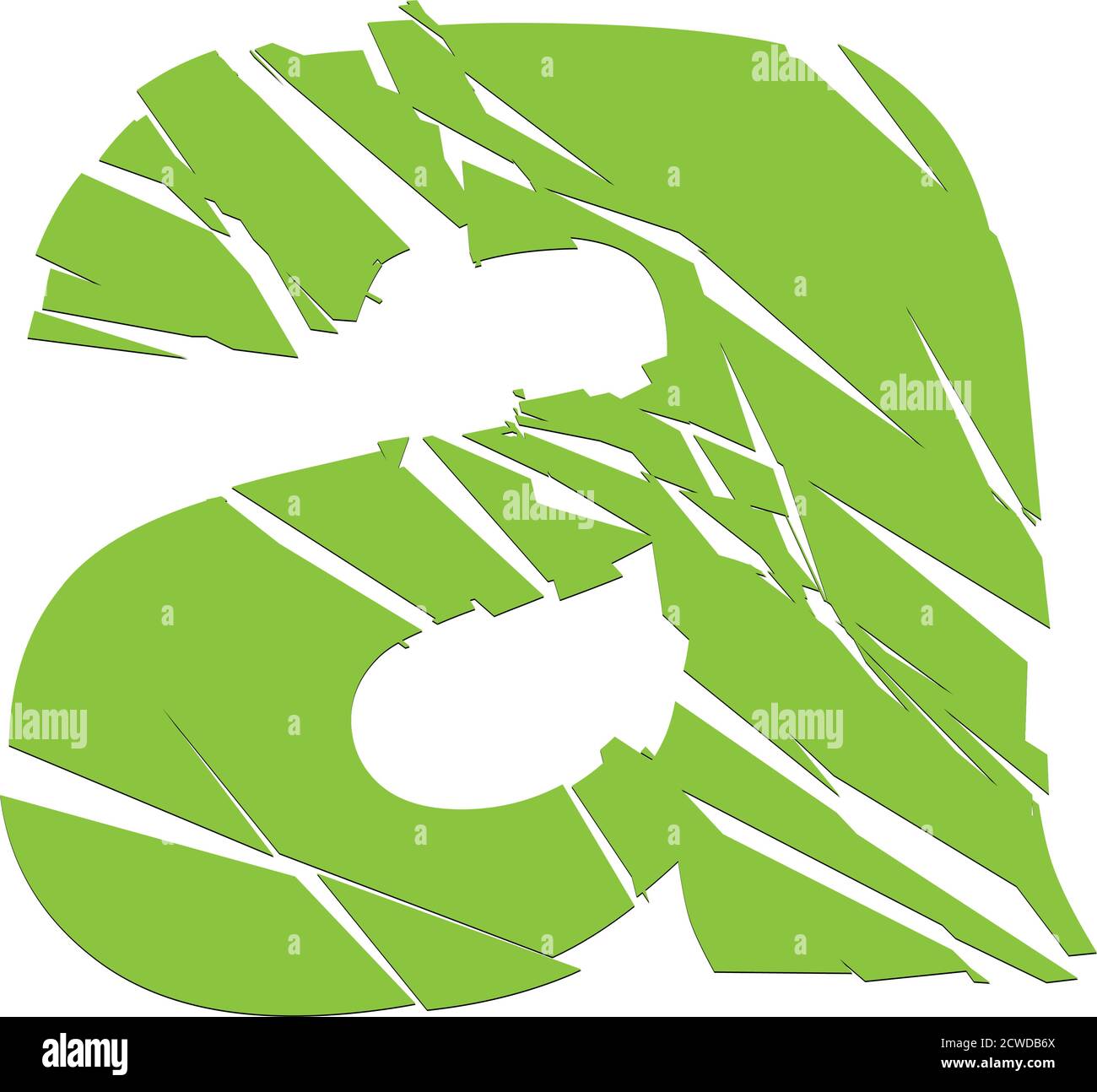 Colorful lowercase letter /a/ with fracture, broken, shattered effect ...
