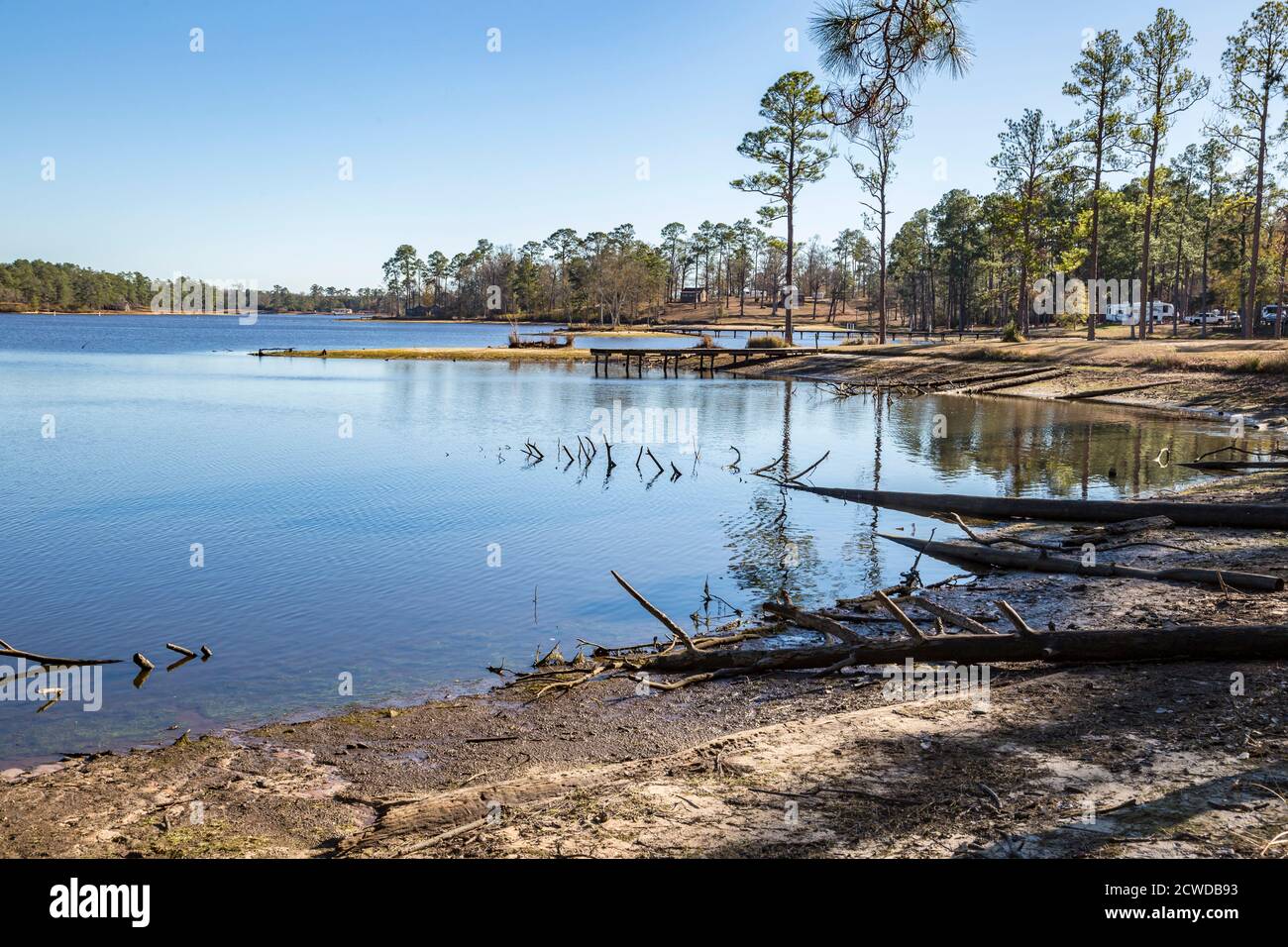 Low water in Geiger Lake at the Paul B. Johnson State Park near ...