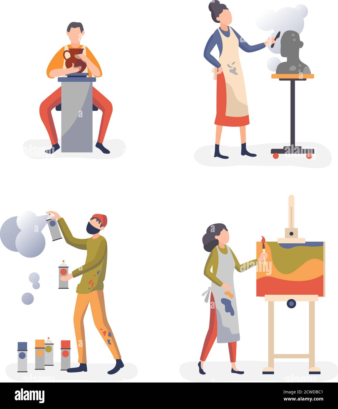 Art craft practice workshop persons collection. Pottery, sculpting and ...