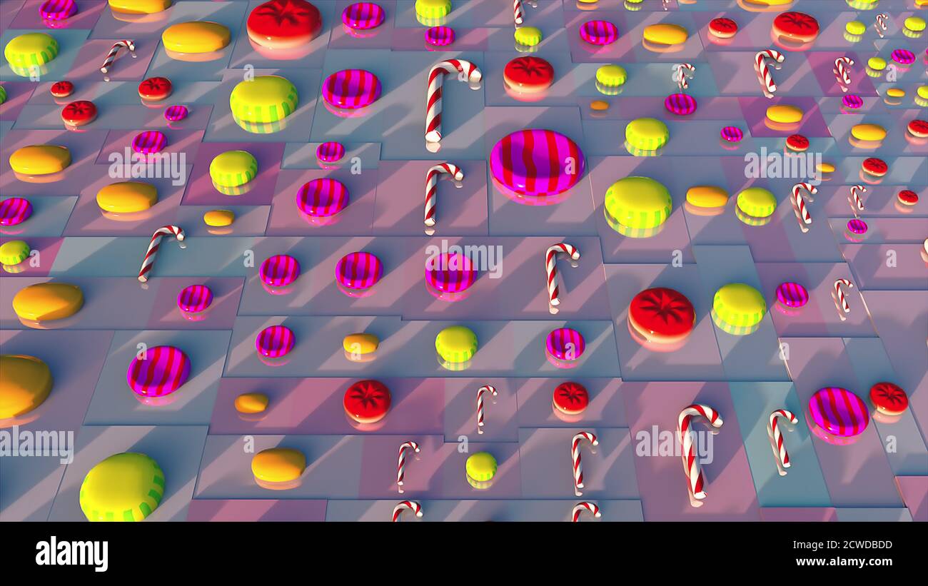 Different lollipops appear on a colored geometric plane, computer ...