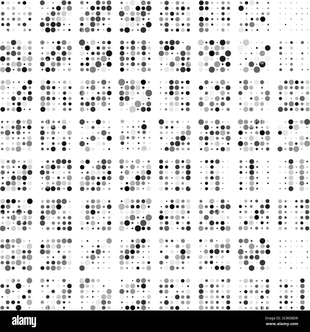 6x6 circles dots variation design. Dotted speckles, freckles. Circles ...