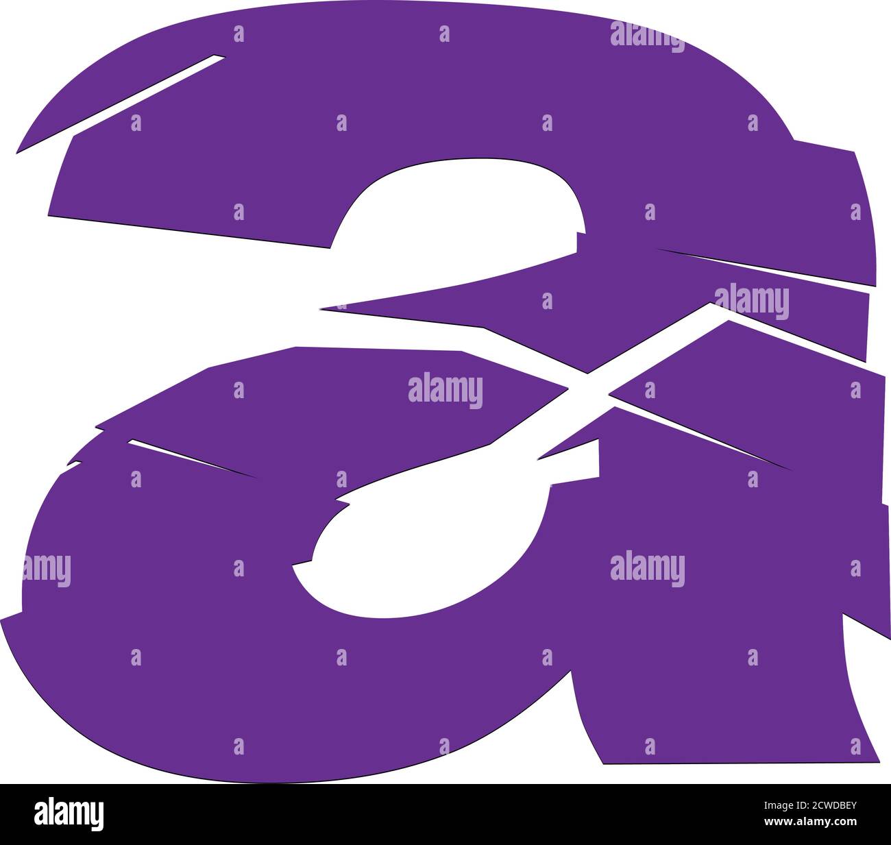 Colorful lowercase letter /a/ with fracture, broken, shattered effect ...
