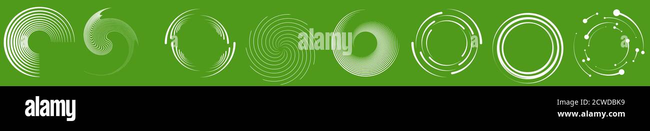 Swirl, sworls, twirls and spiral vector set. Helix, volute shapes with ...