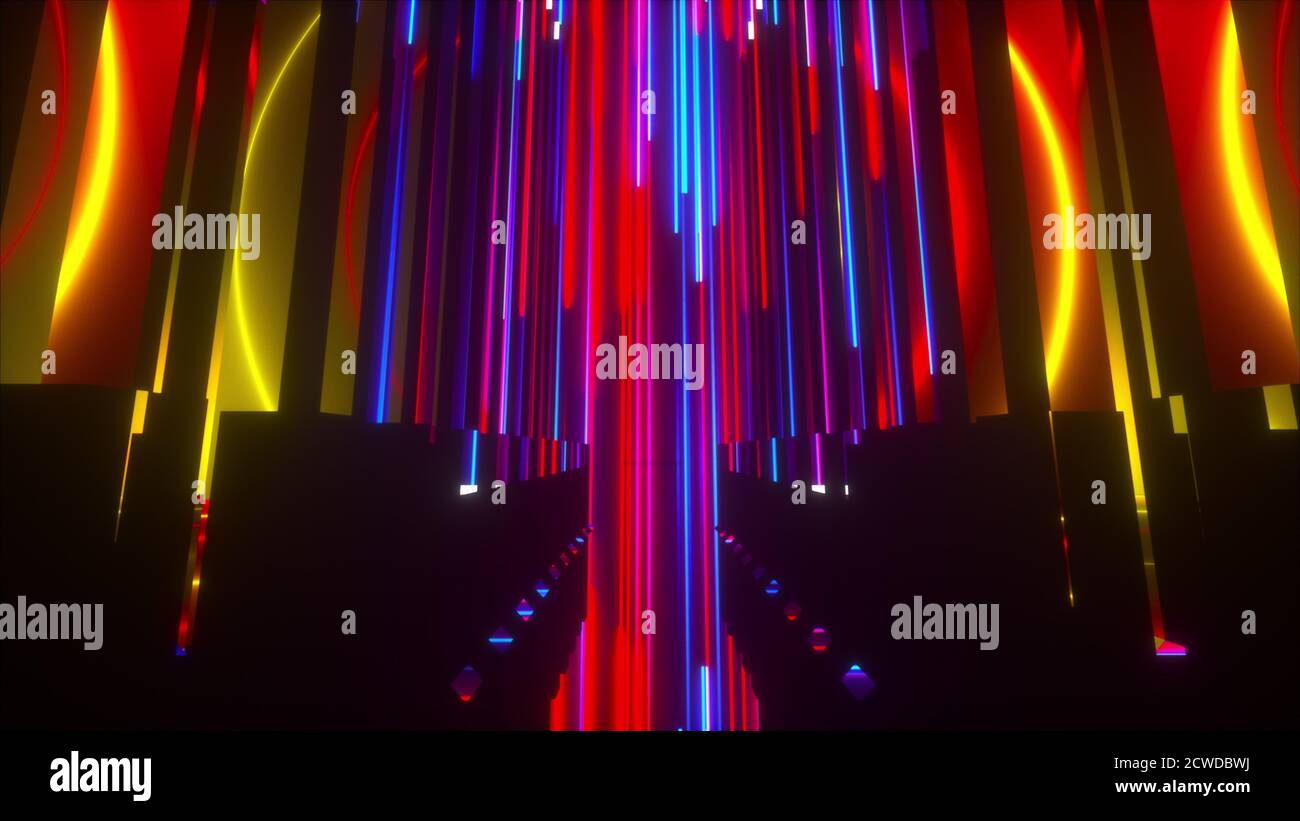 Space neon composition, computer generated. 3d rendering of virtual ...