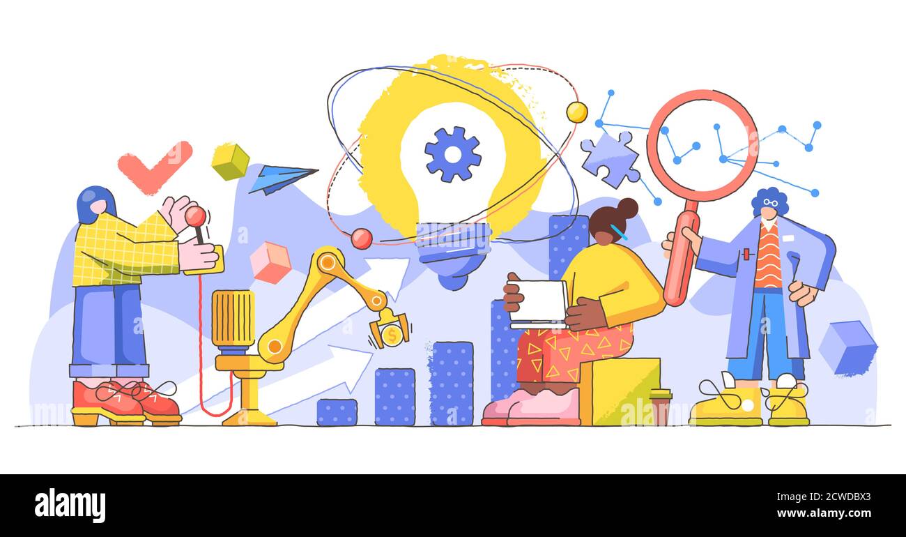 Innovation progress management creative big limbs person concept ...