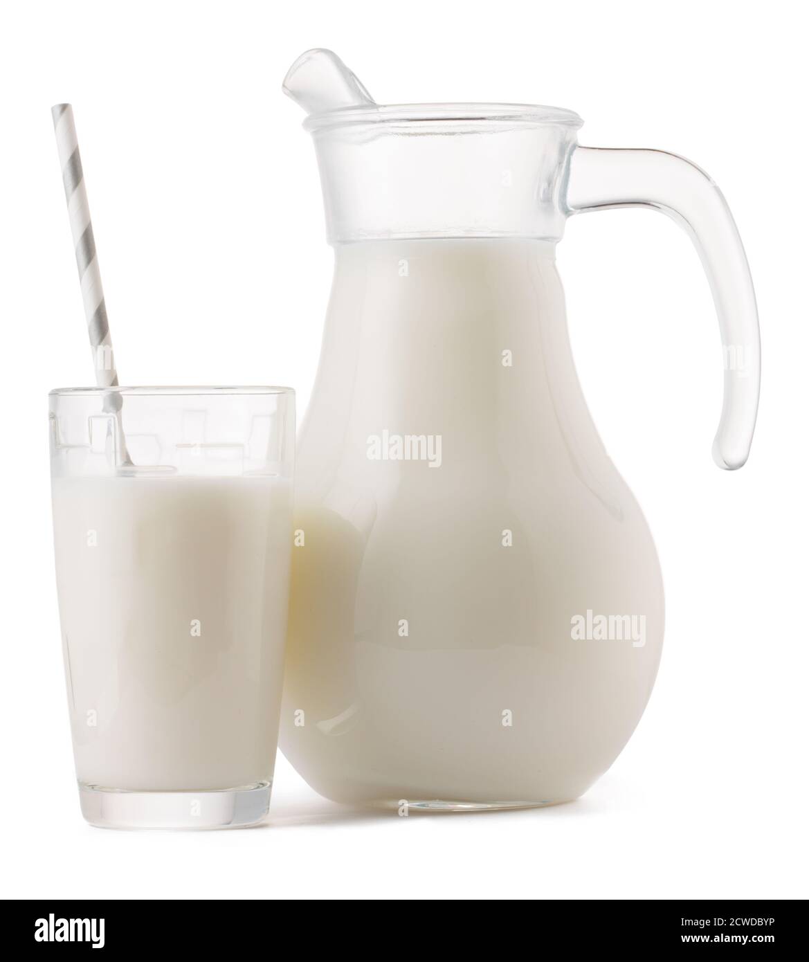 Glass jar and cup of fresh milk isolated Stock Photo - Alamy