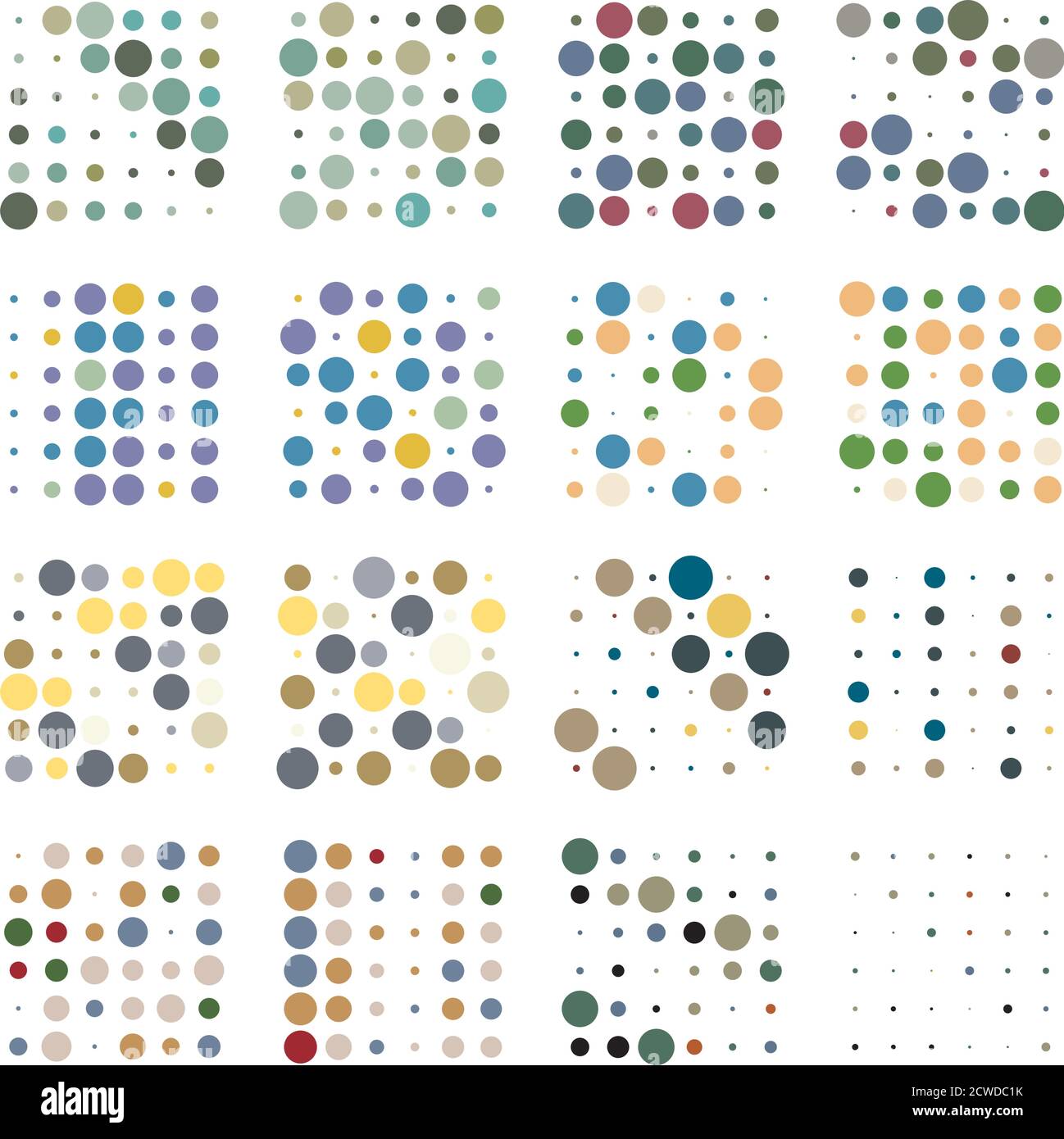 6x6 circles dots variation design. Dotted speckles, freckles. Circles ...