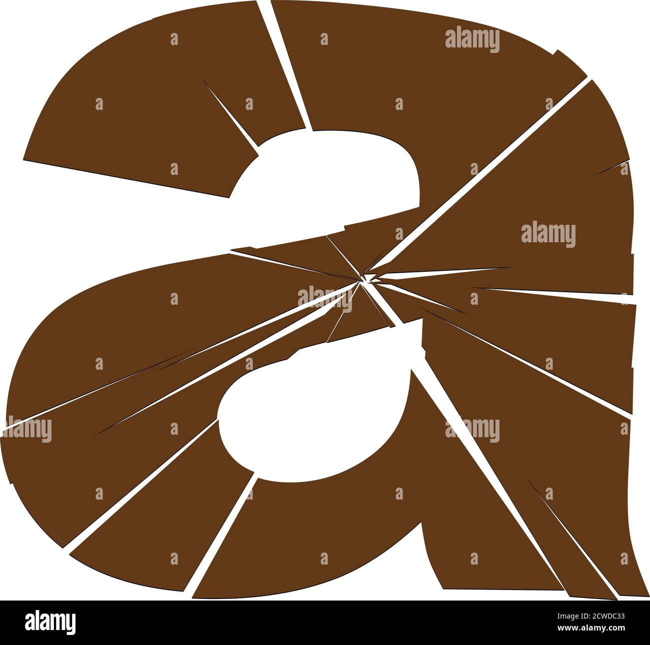 Colorful lowercase letter /a/ with fracture, broken, shattered effect ...