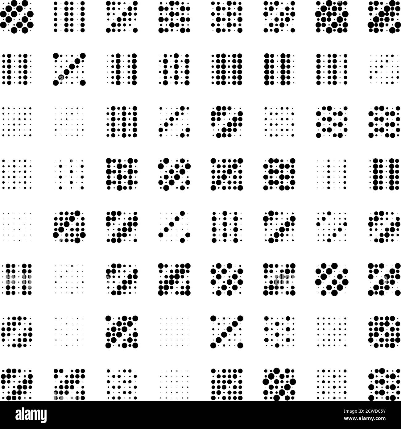 6x6 circles dots variation design. Dotted speckles, freckles. Circles ...