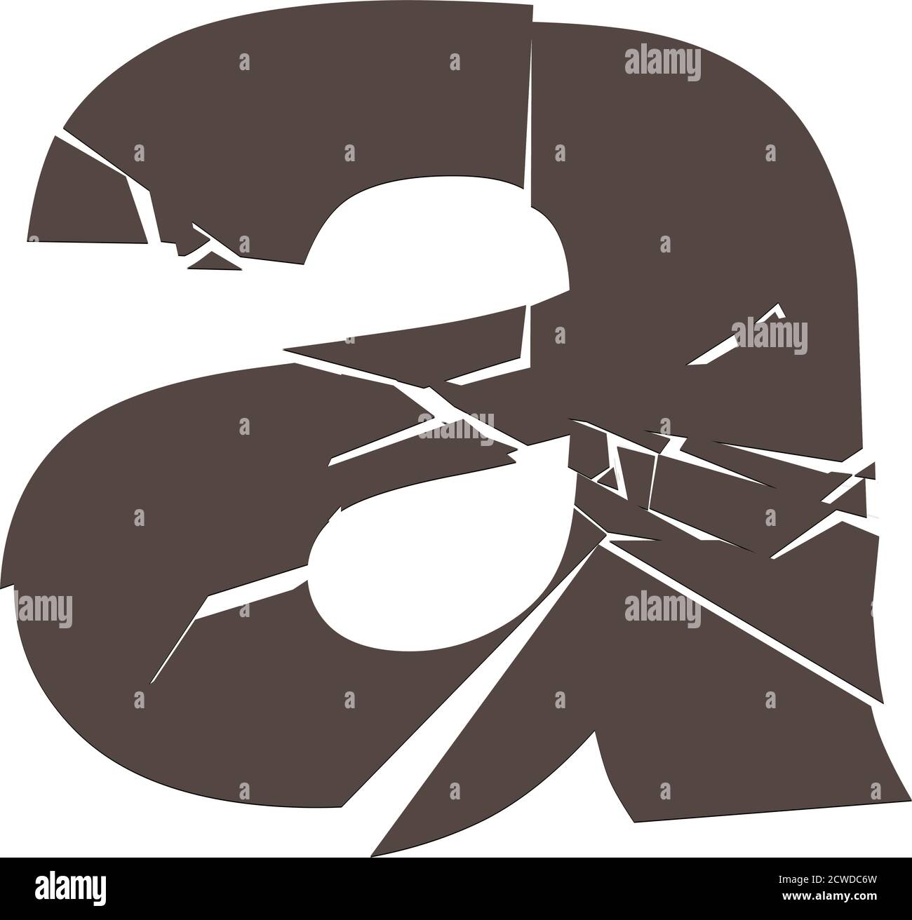 Colorful lowercase letter /a/ with fracture, broken, shattered effect ...