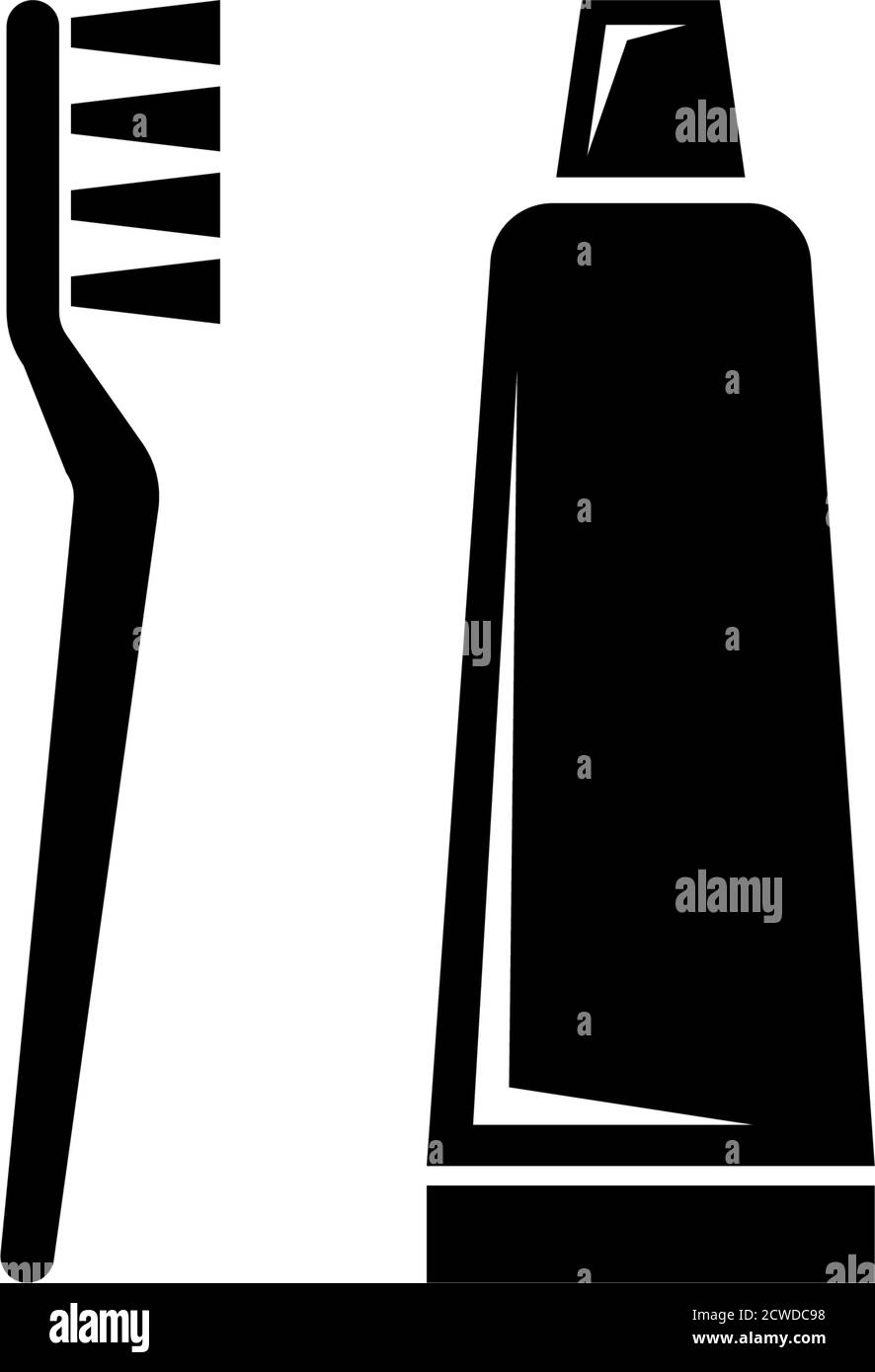 Toothpaste Tube and Toothbrush. Flat Vector Icon illustration. Simple ...