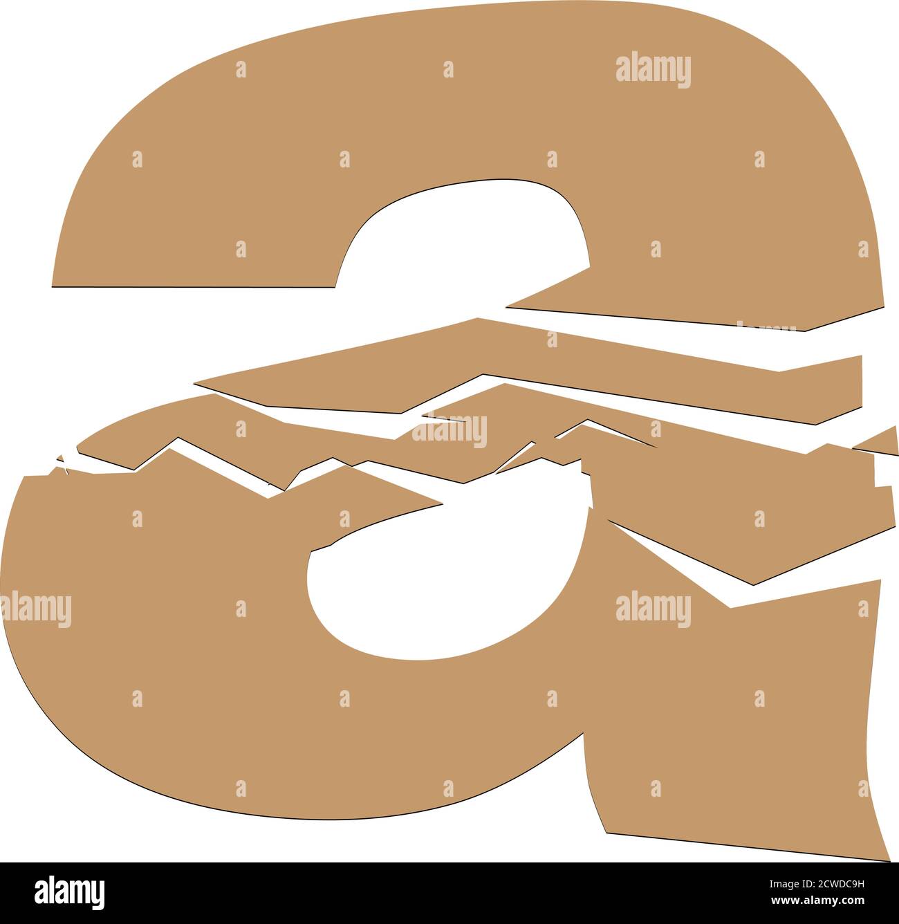 Colorful lowercase letter /a/ with fracture, broken, shattered effect ...
