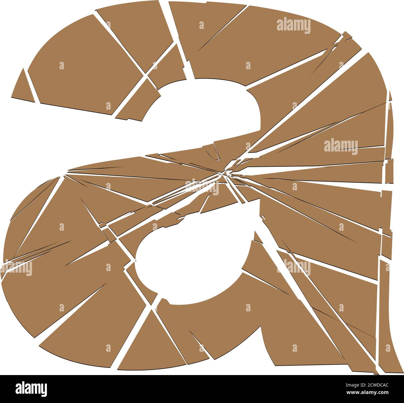 Colorful lowercase letter /a/ with fracture, broken, shattered effect ...