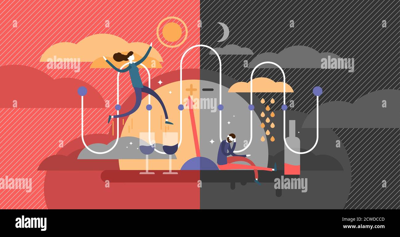 Bipolar disorder psychological state diagnosis concept, flat vector ...