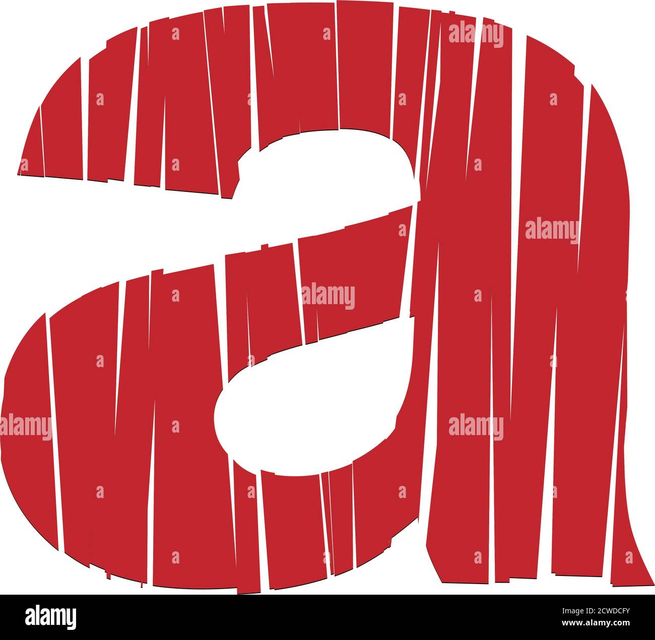 Colorful lowercase letter /a/ with fracture, broken, shattered effect ...