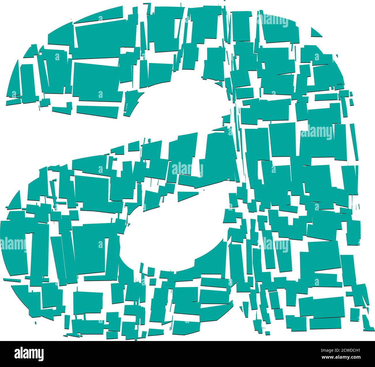 Colorful lowercase letter /a/ with fracture, broken, shattered effect ...