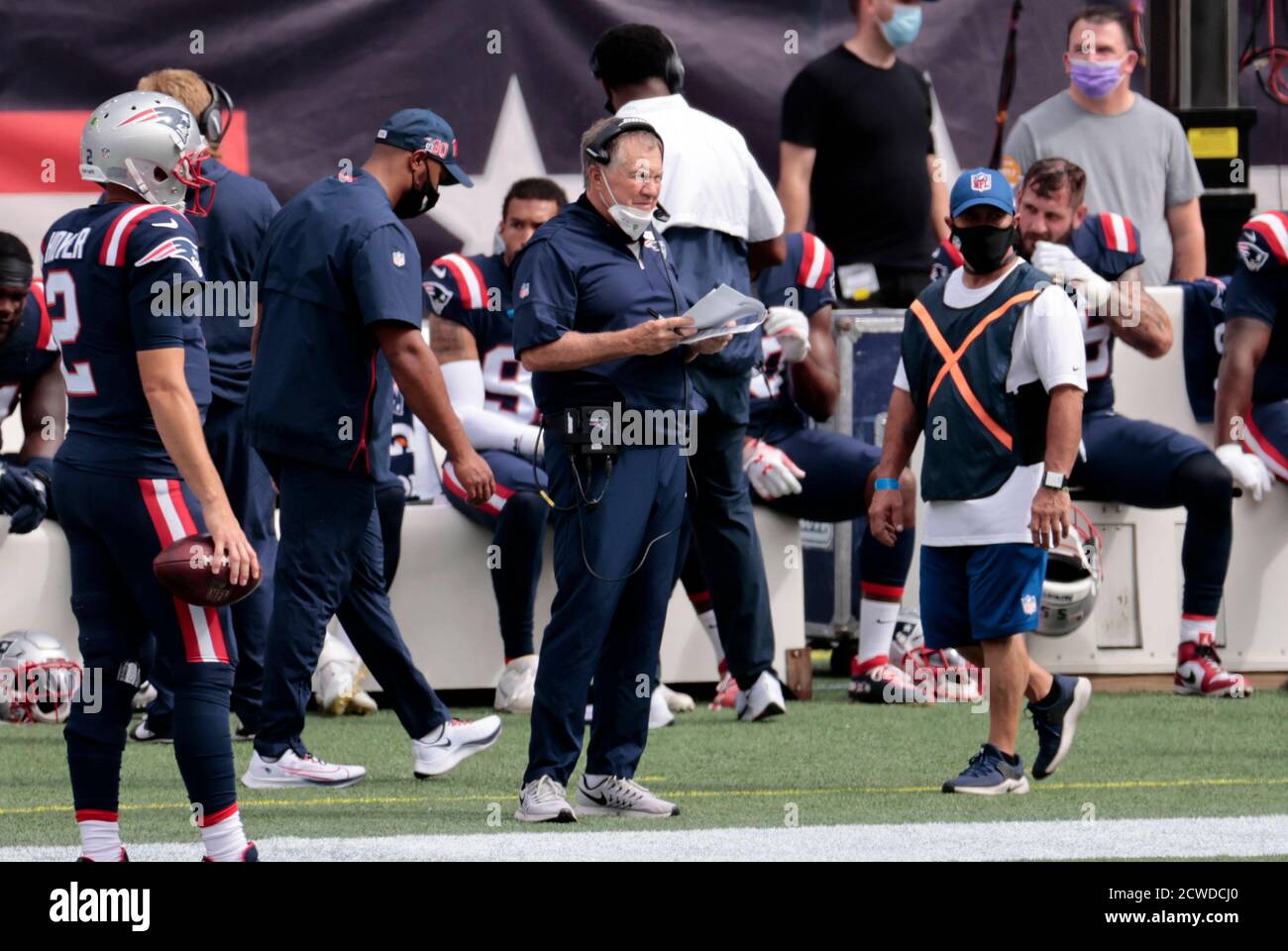 Foxborough, New England, USA. 27th Sep, 2020. New England Patriots head ...