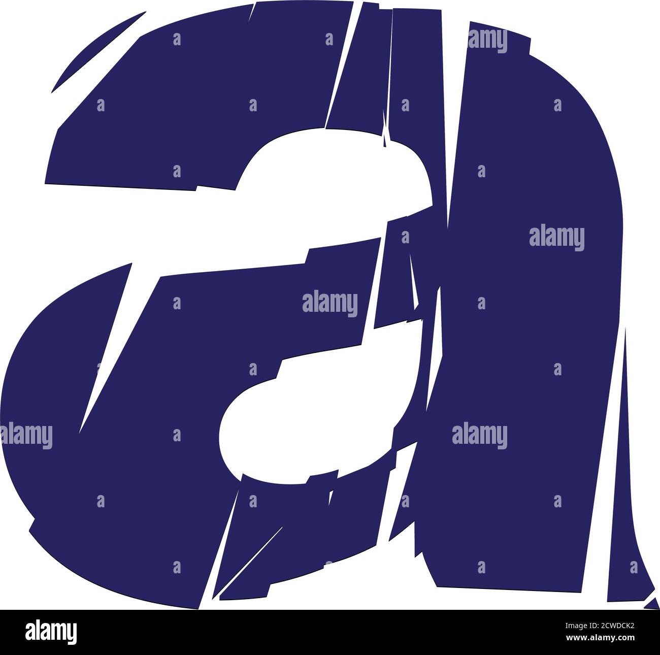 Colorful lowercase letter /a/ with fracture, broken, shattered effect ...