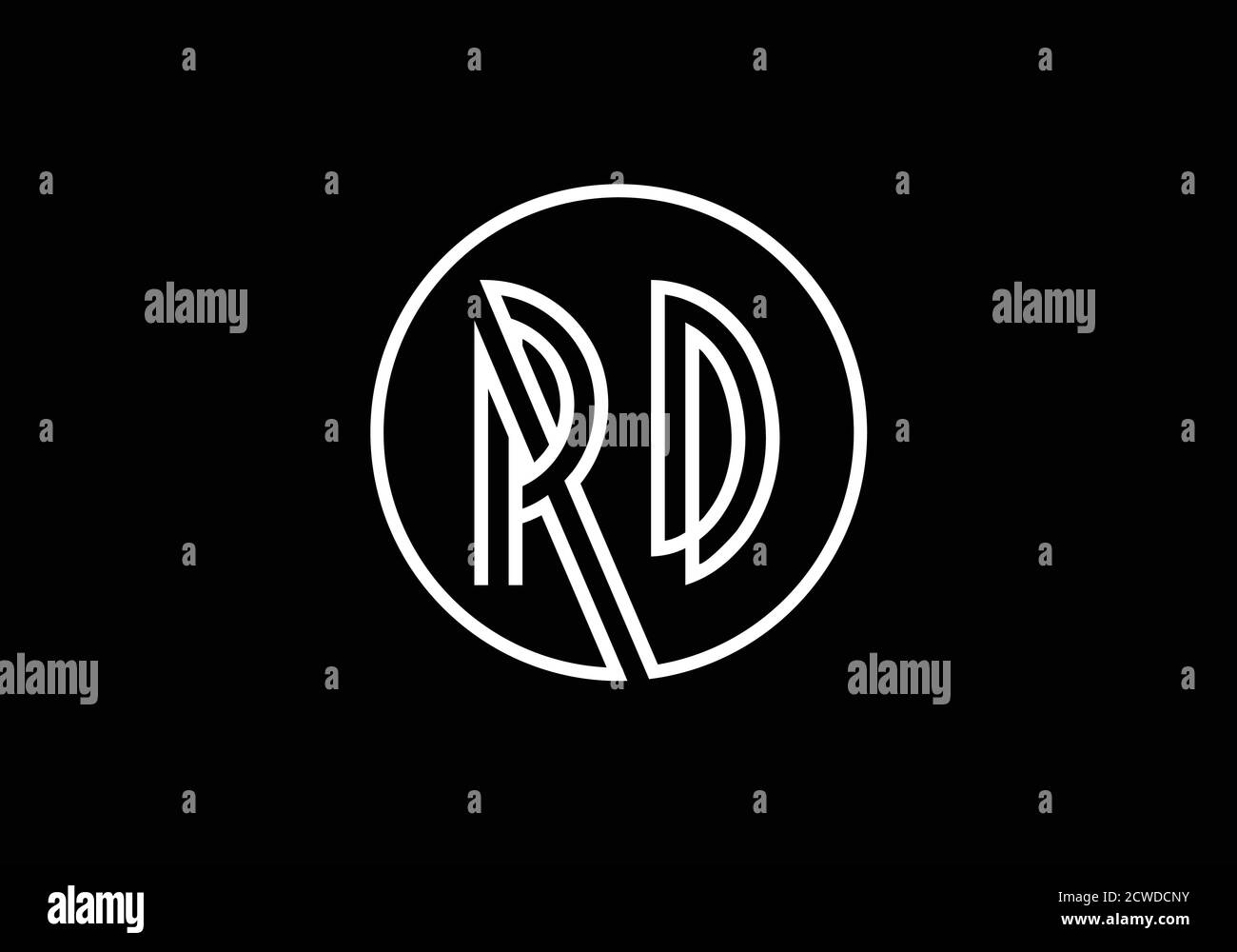 Initial Monogram Letter R D Logo Design Vector Template. R D Letter ...