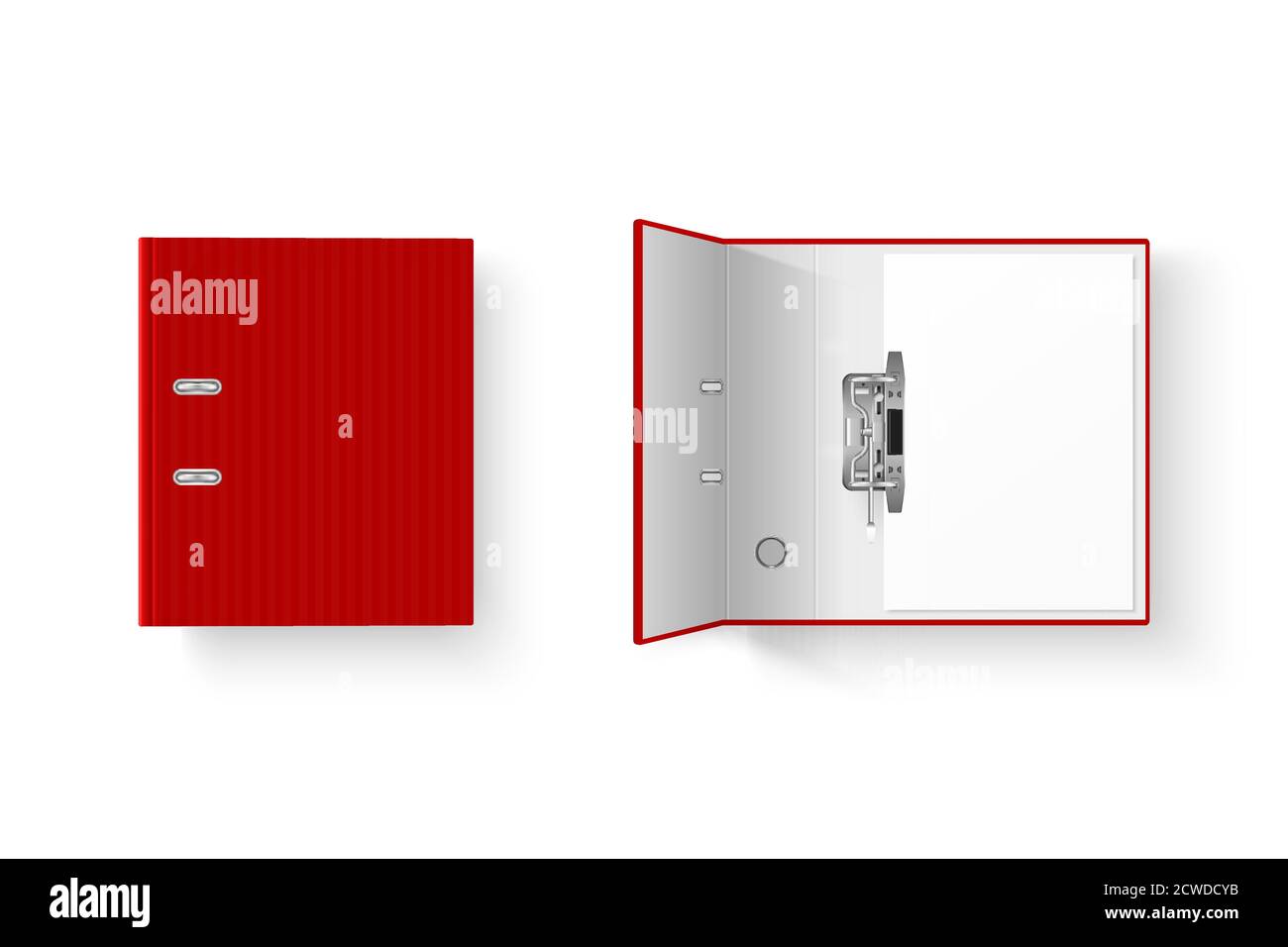 Vector 3d Closed and Opened Realistic Red Blank Office Binder Set with ...