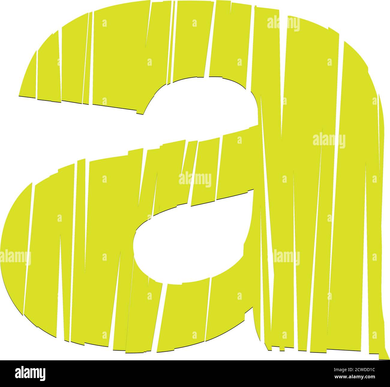 Colorful lowercase letter /a/ with fracture, broken, shattered effect ...