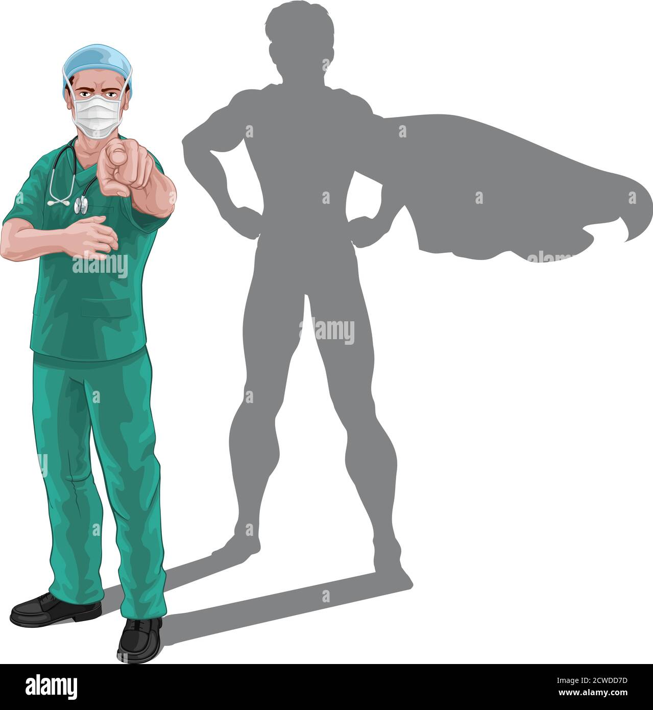 Superhero Nurse Doctor with Super Hero Shadow Stock Vector Image & Art ...