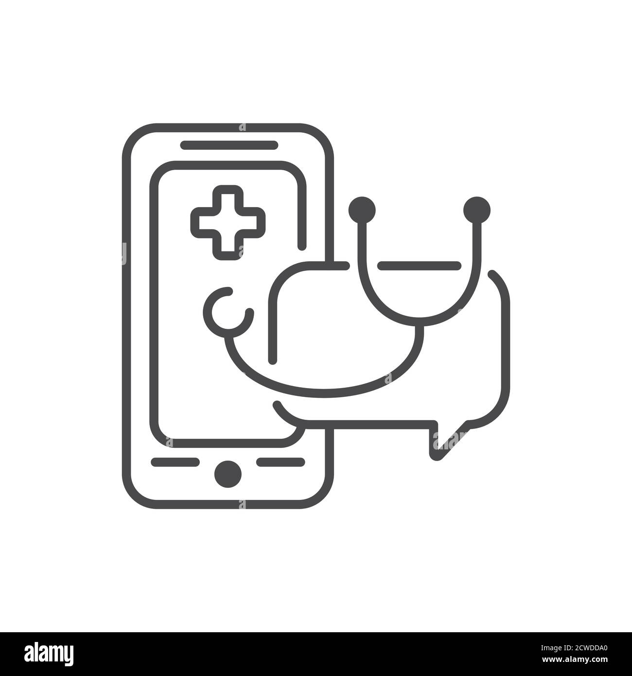 Online doctor mobile application in smartphone color line icon ...