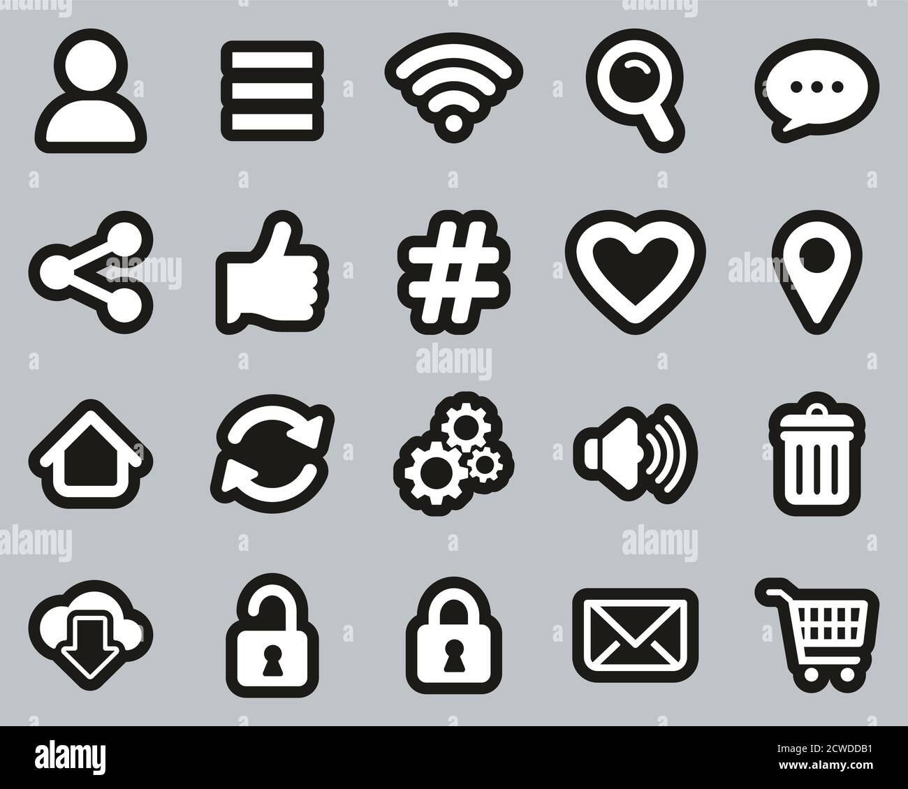 App Menu Icons White On Black Sticker Set Big Stock Vector Image & Art ...