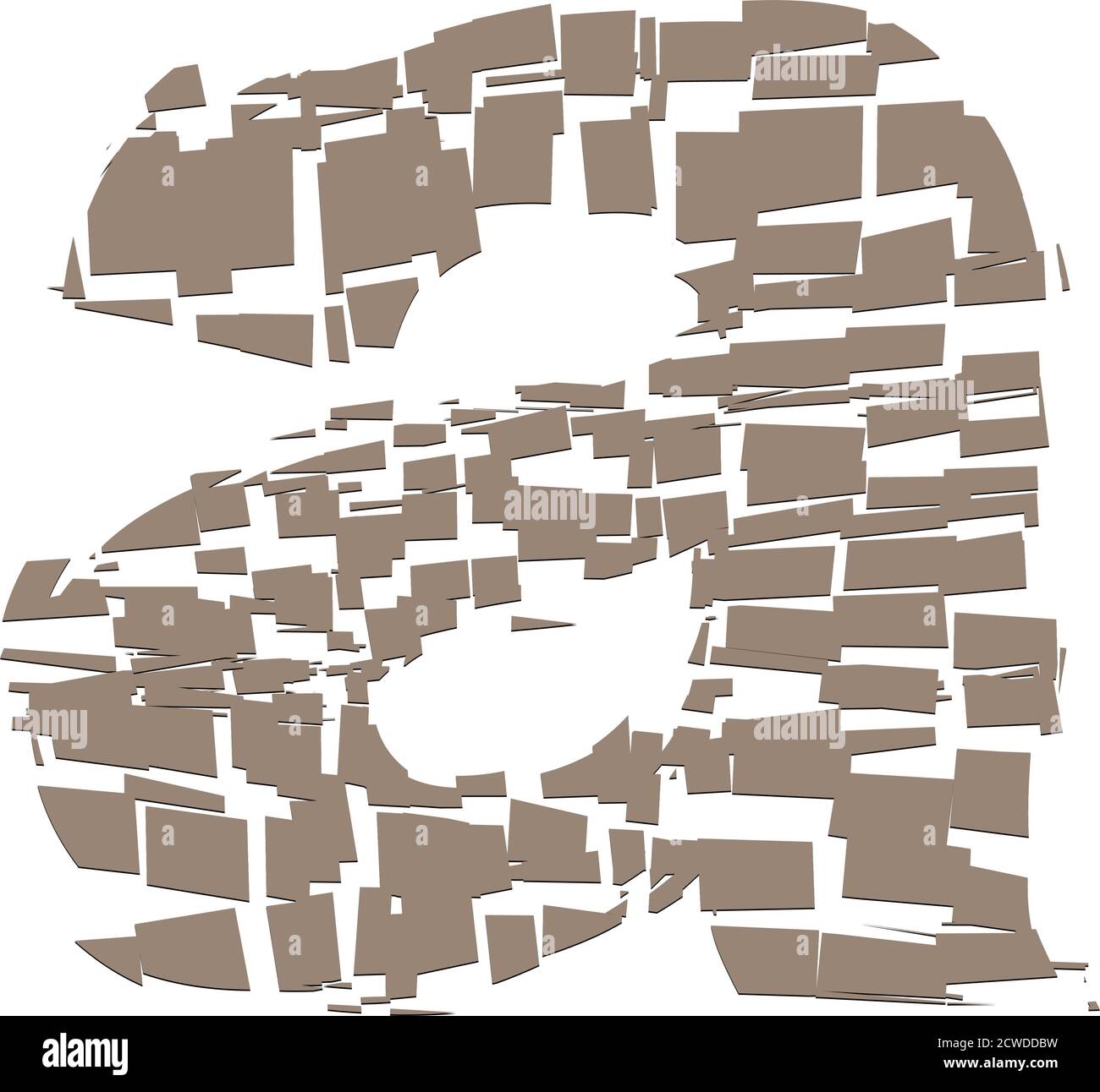 Colorful lowercase letter /a/ with fracture, broken, shattered effect ...