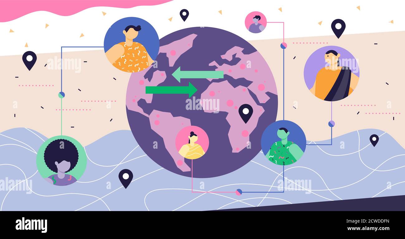Globalisation modern abstract concept vector illustration. Stylized ...