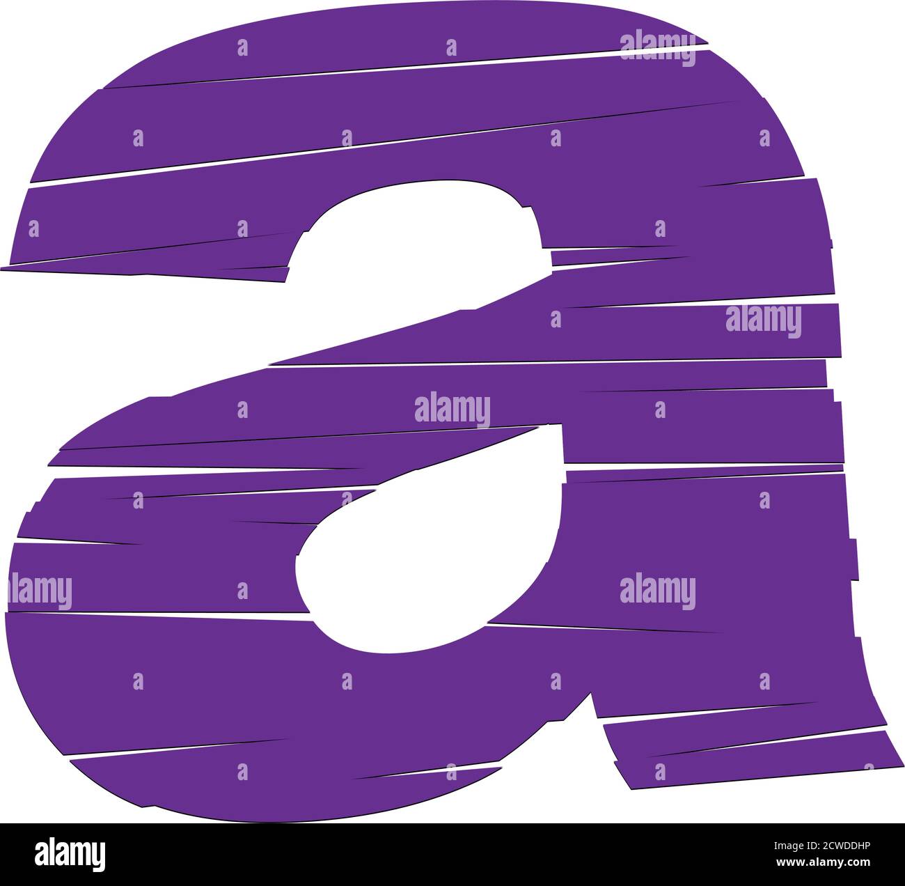 Colorful lowercase letter /a/ with fracture, broken, shattered effect ...