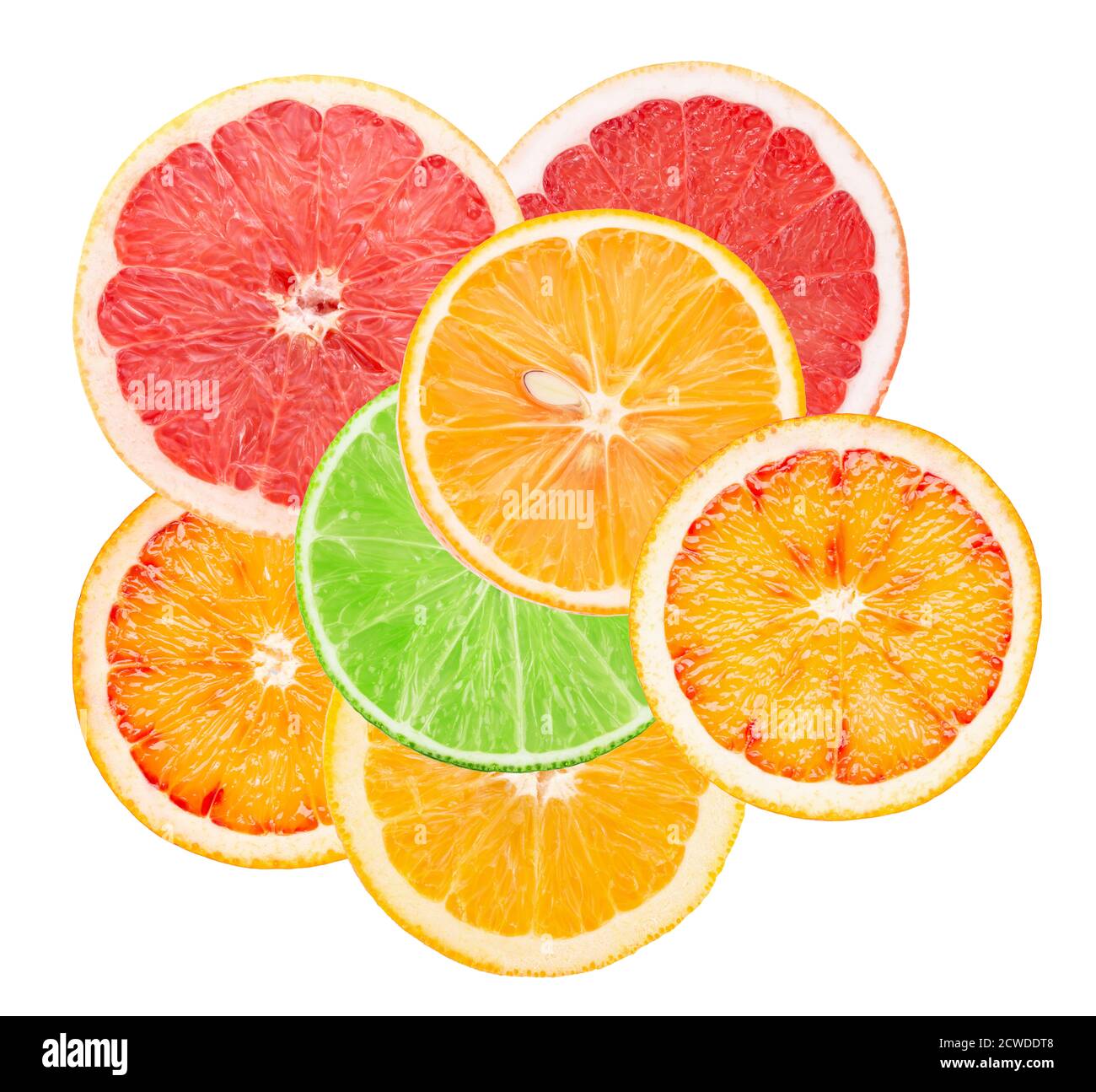 mix of citrus slices isolated on a white background Stock Photo - Alamy