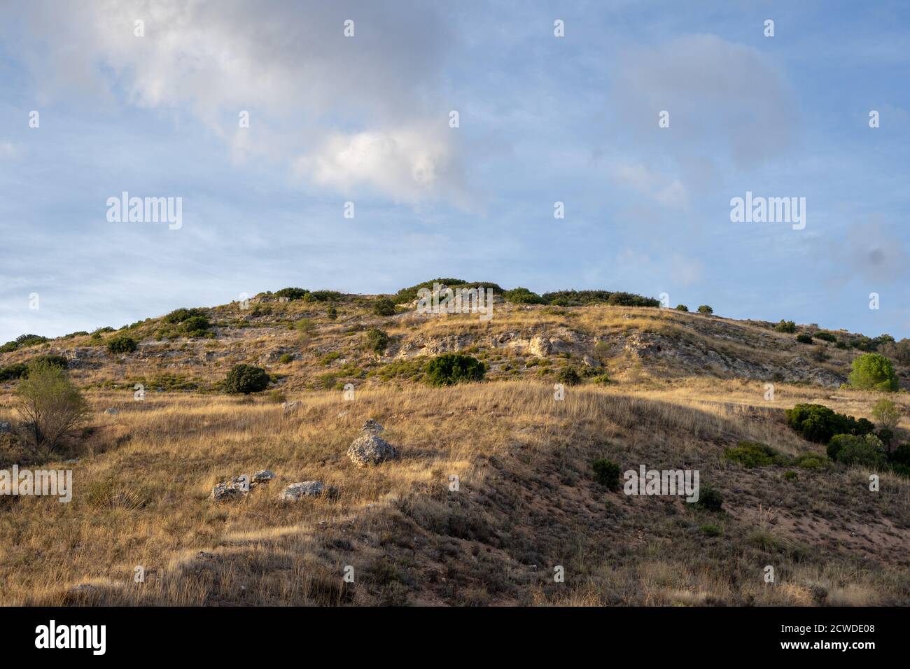 Pretty hill in the rural landscape of Guadalajara, Castilla la Mancha ...