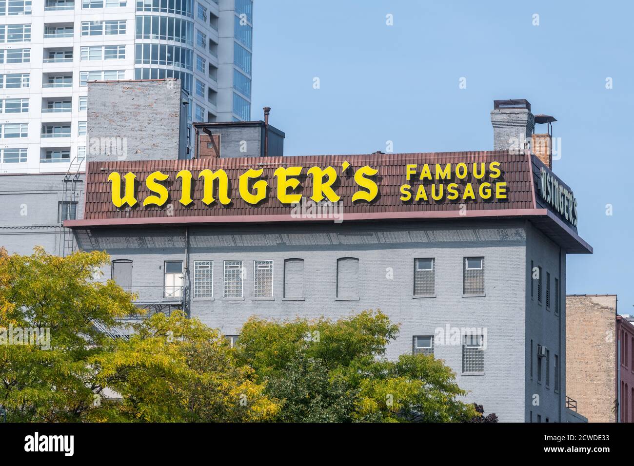 Milwaukee, WI: 23 September 2020: The Usingers famous sausage building ...