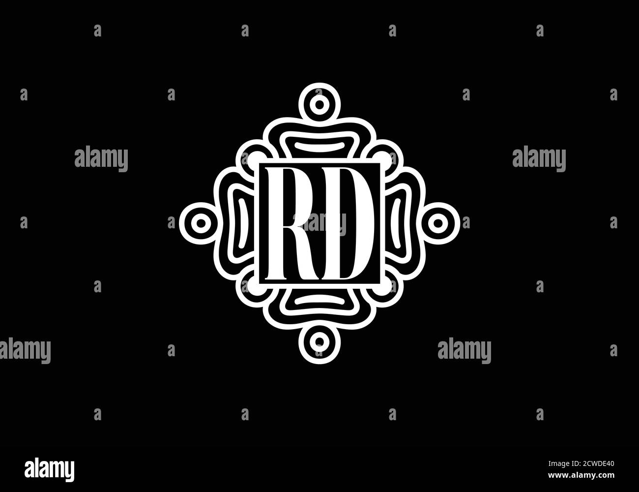 Initial Monogram Letter R D Logo Design Vector Template. R D Letter ...