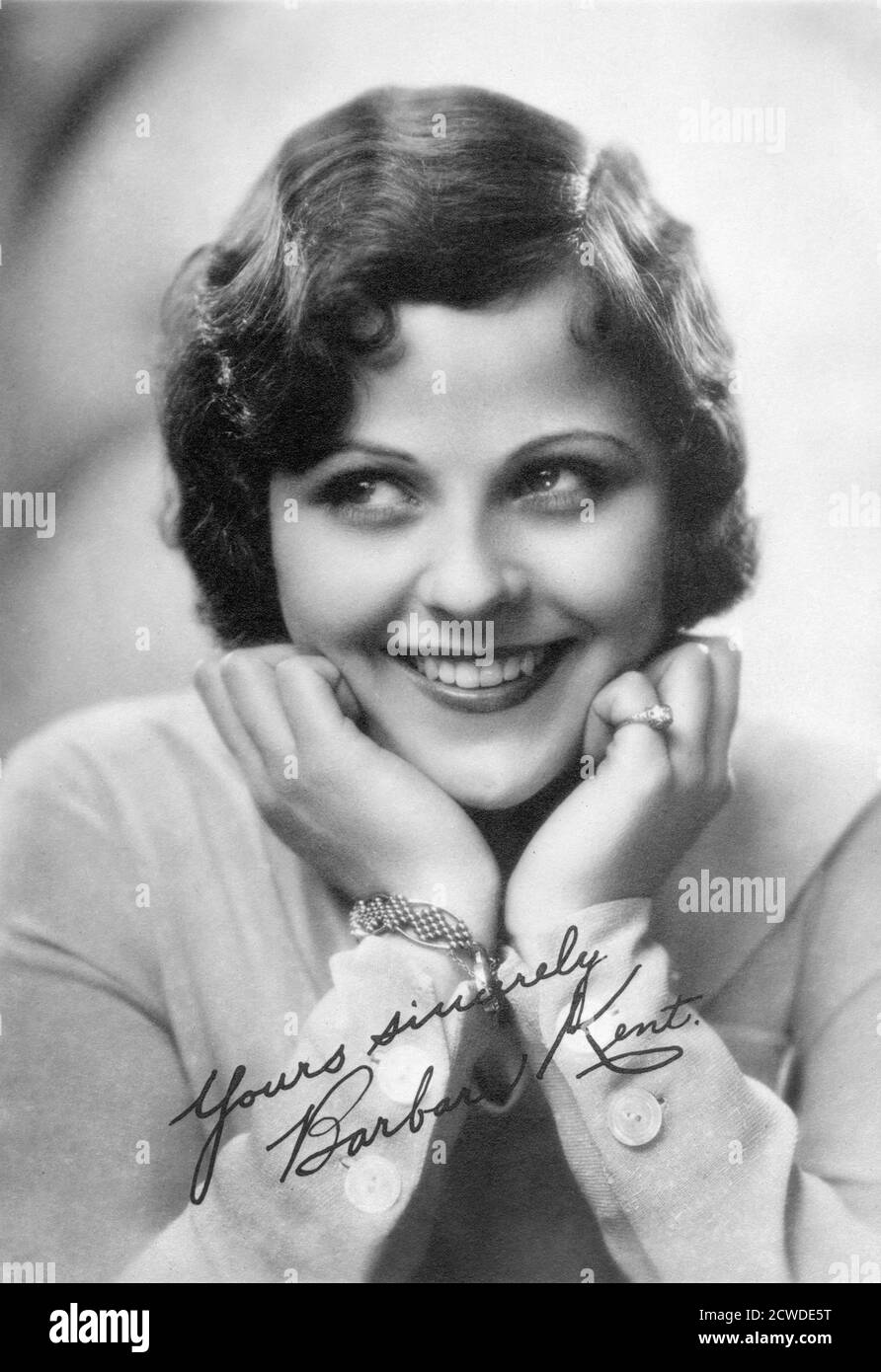Actress Barbara Kent, Head and Shoulders Publicity Portrait, Universal ...