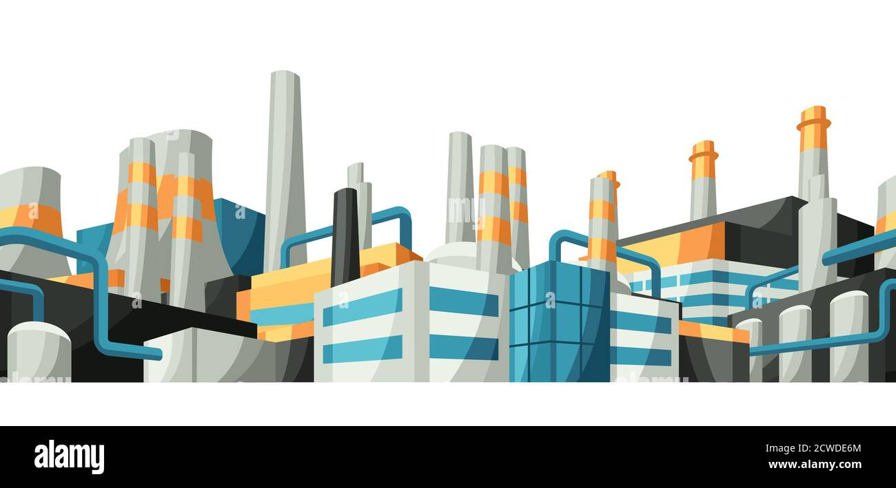 Seamless pattern with factories or industrial buildings Stock Vector ...