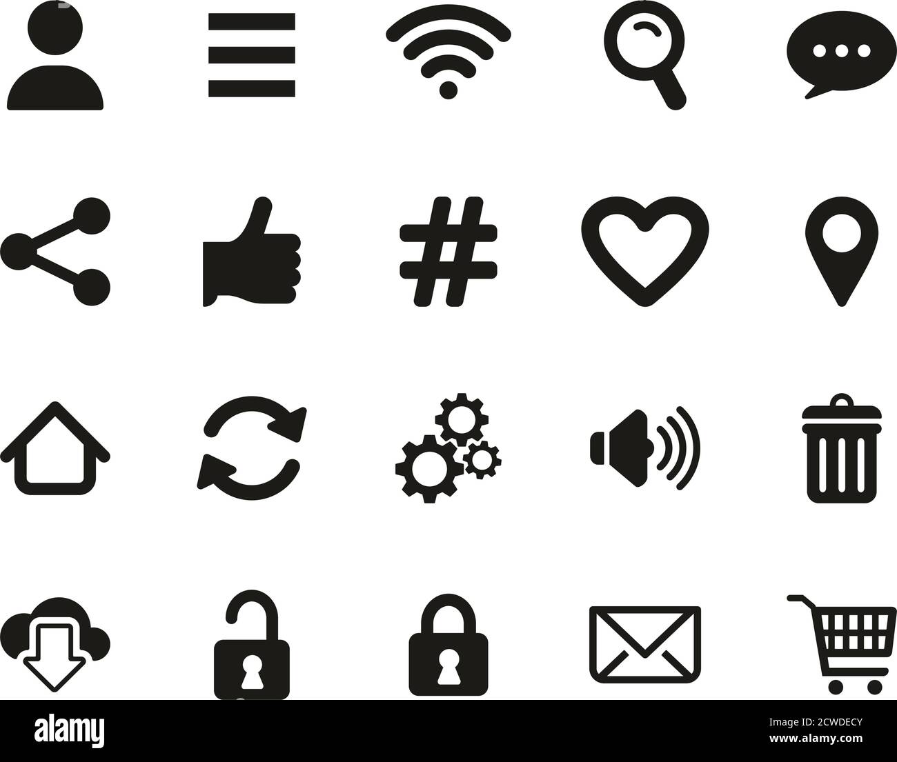 App Menu Icons Black & White Set Big Stock Vector Image & Art - Alamy