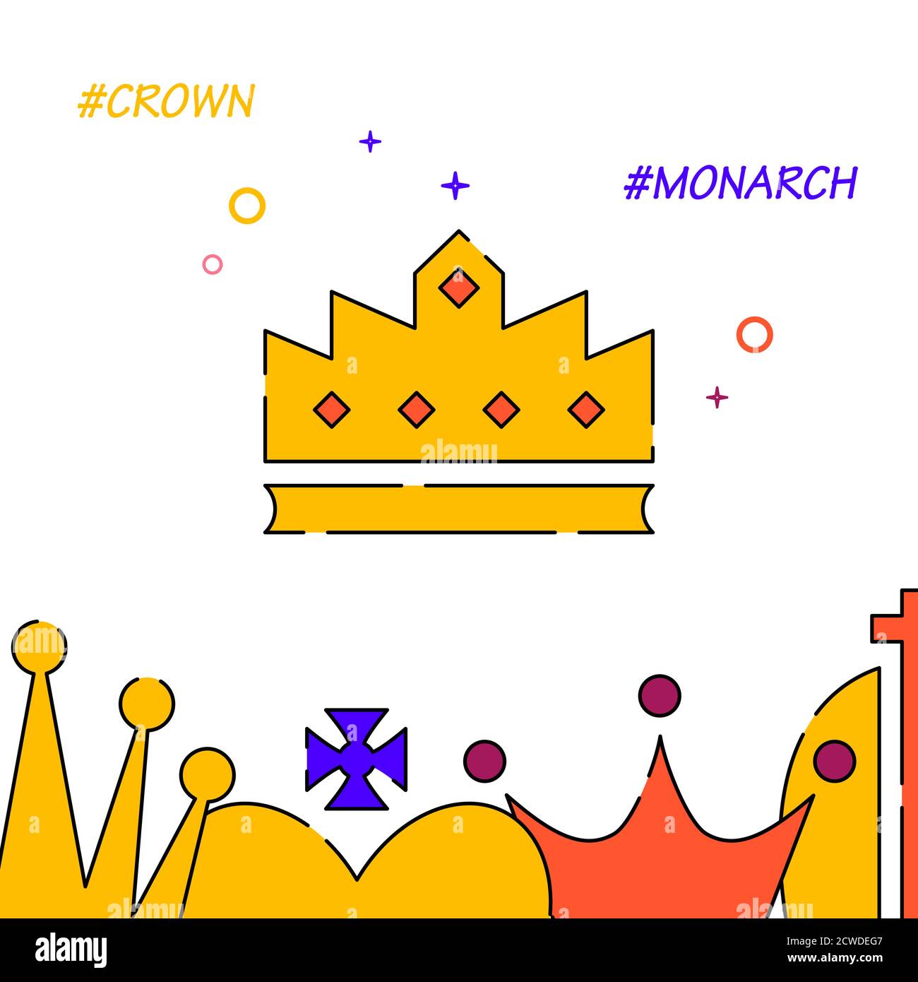 Royal crown filled line icon, simple illustration Stock Vector Image ...