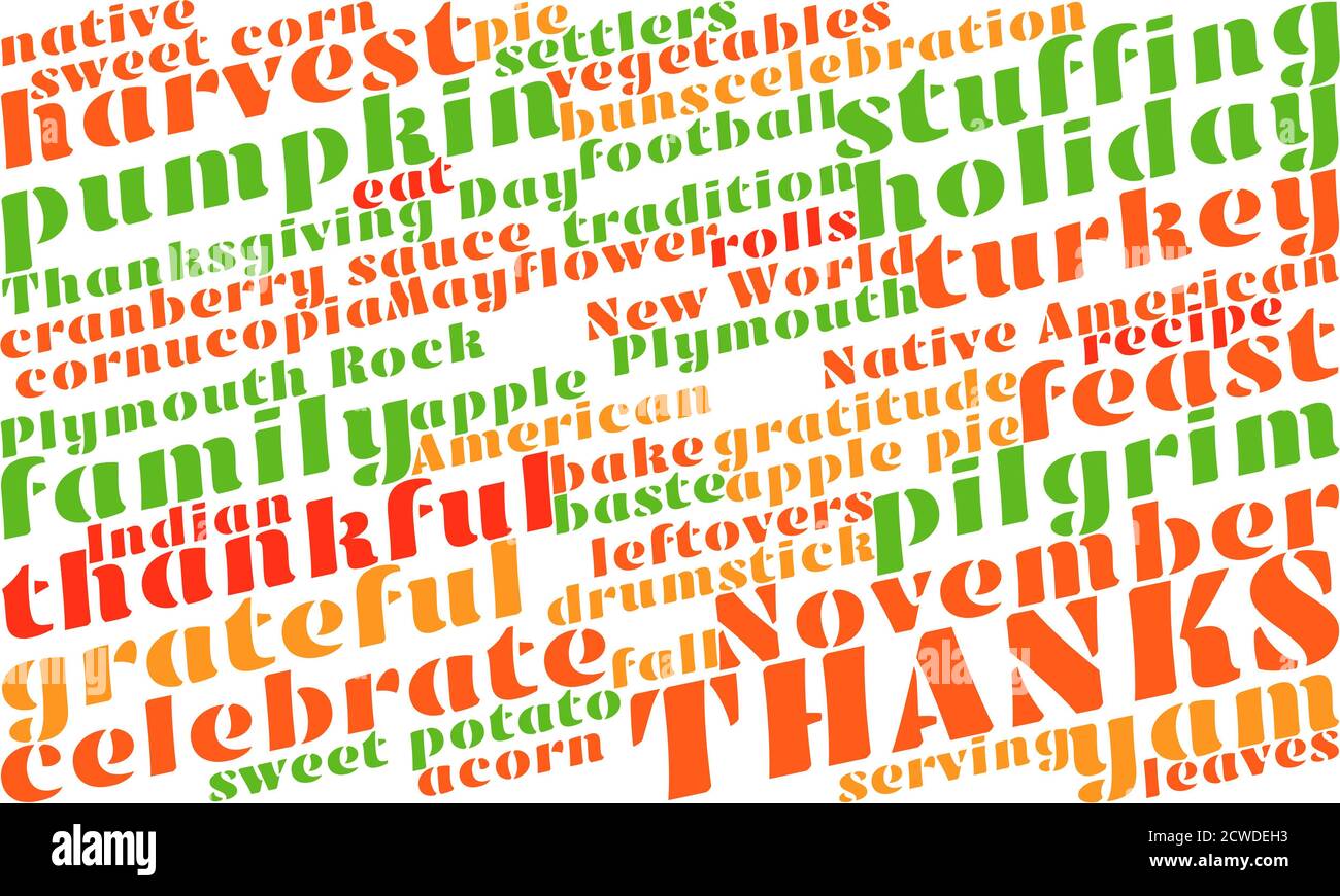 Colorful Thanksgiving tagcloud, word cloud, concept for family, holiday ...